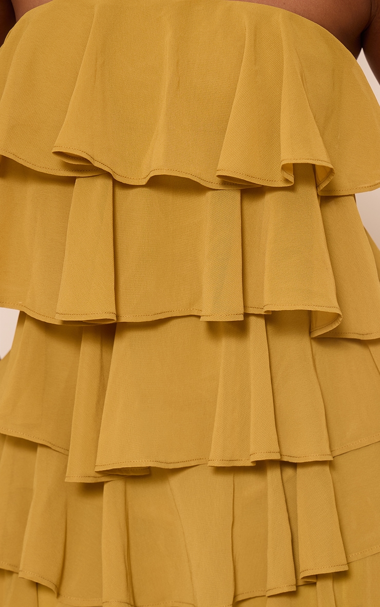 Olive Chiffon Bandeau Frill Romper | Dresses | PLT USA