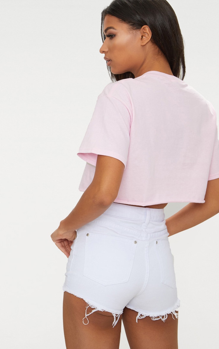 Pink Sporty Tape Crop T Shirt | Tops | PrettyLittleThing