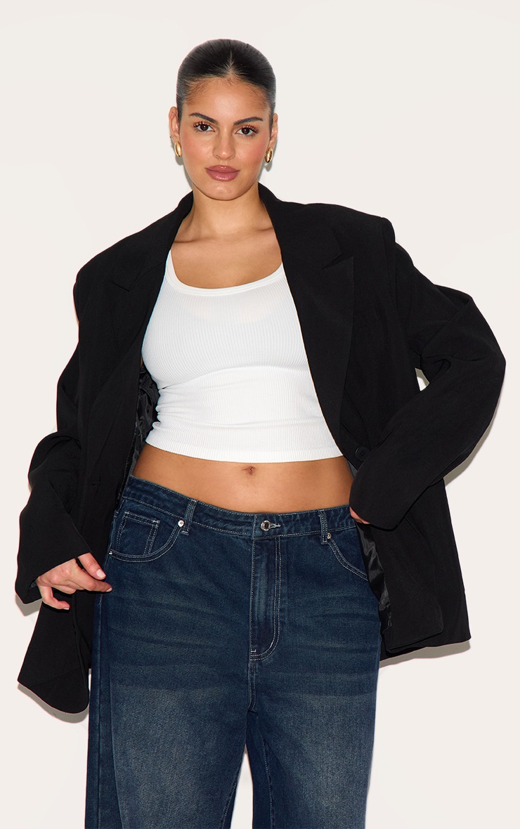 Plus Extreme Black Exaggerated Collar Blazer | Plus Size | PLT