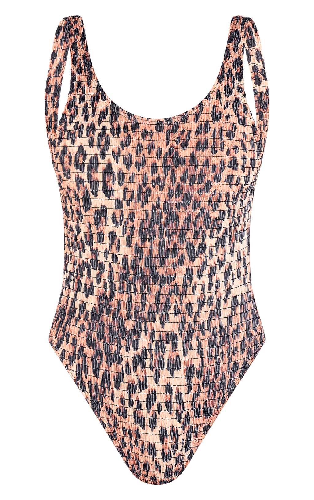 Brown Leopard Print Shirred Backless Swimsuit | Swimwear ...