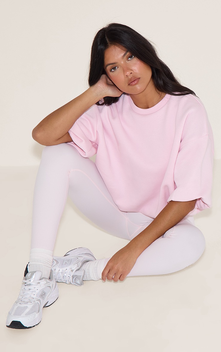 Baby Pink Boxy Elasticated Puff Sweatshirt | Athleisure | PLT