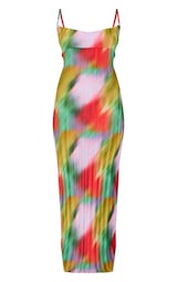 Plus Multi Printed Plisse Cowl Neck Maxi Dress | Plus Size | PLT USA