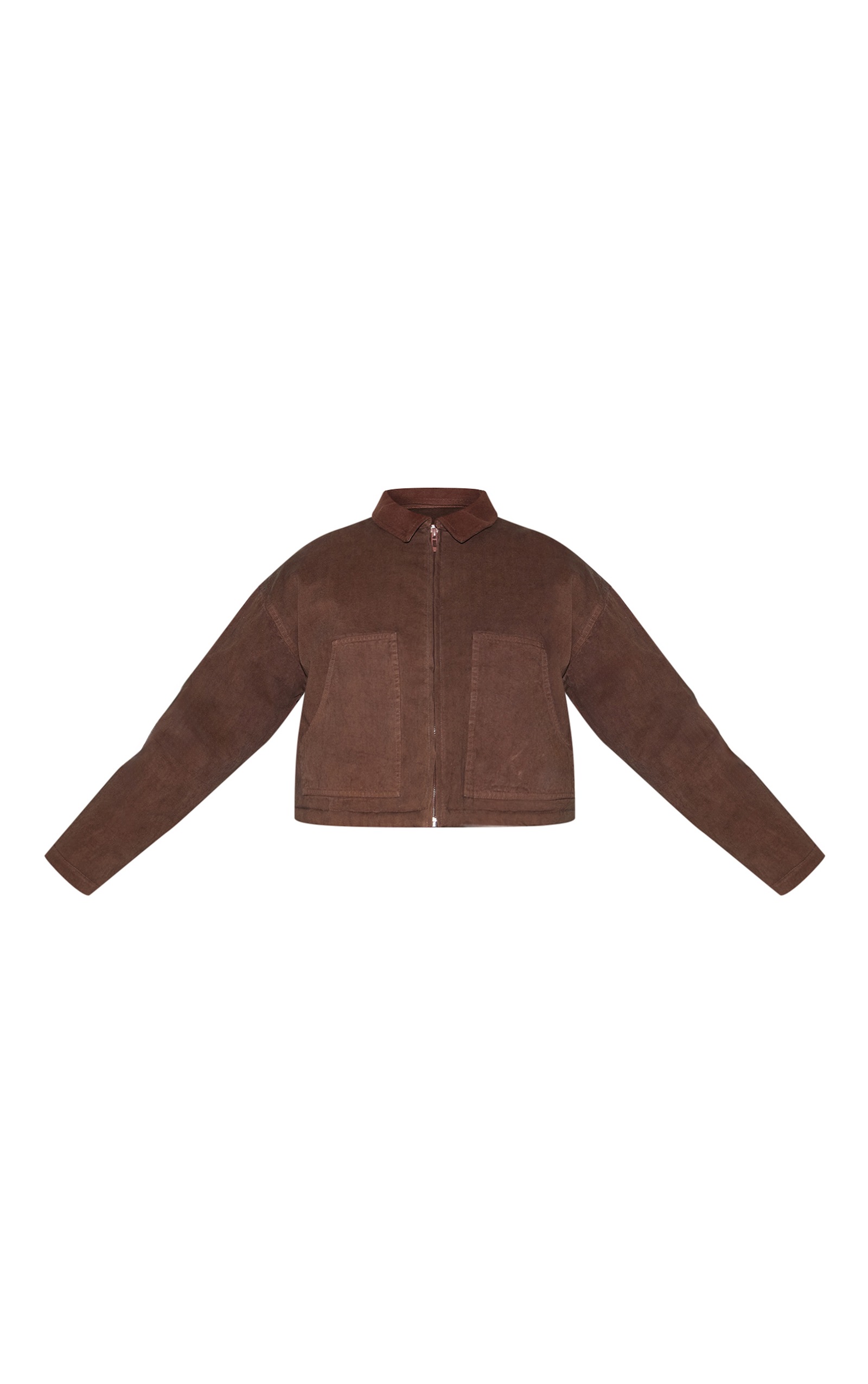 Chocolate Twill Contrast Collar Cropped Jacket | Outerwear ...