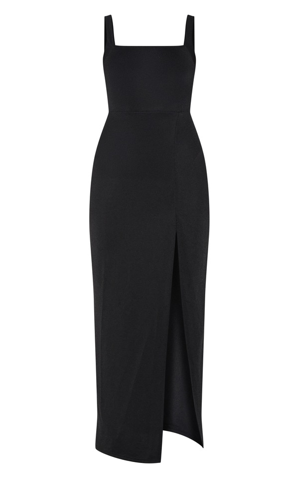 Black Straight Neck Maxi Dress | Dresses | PrettyLittleThing