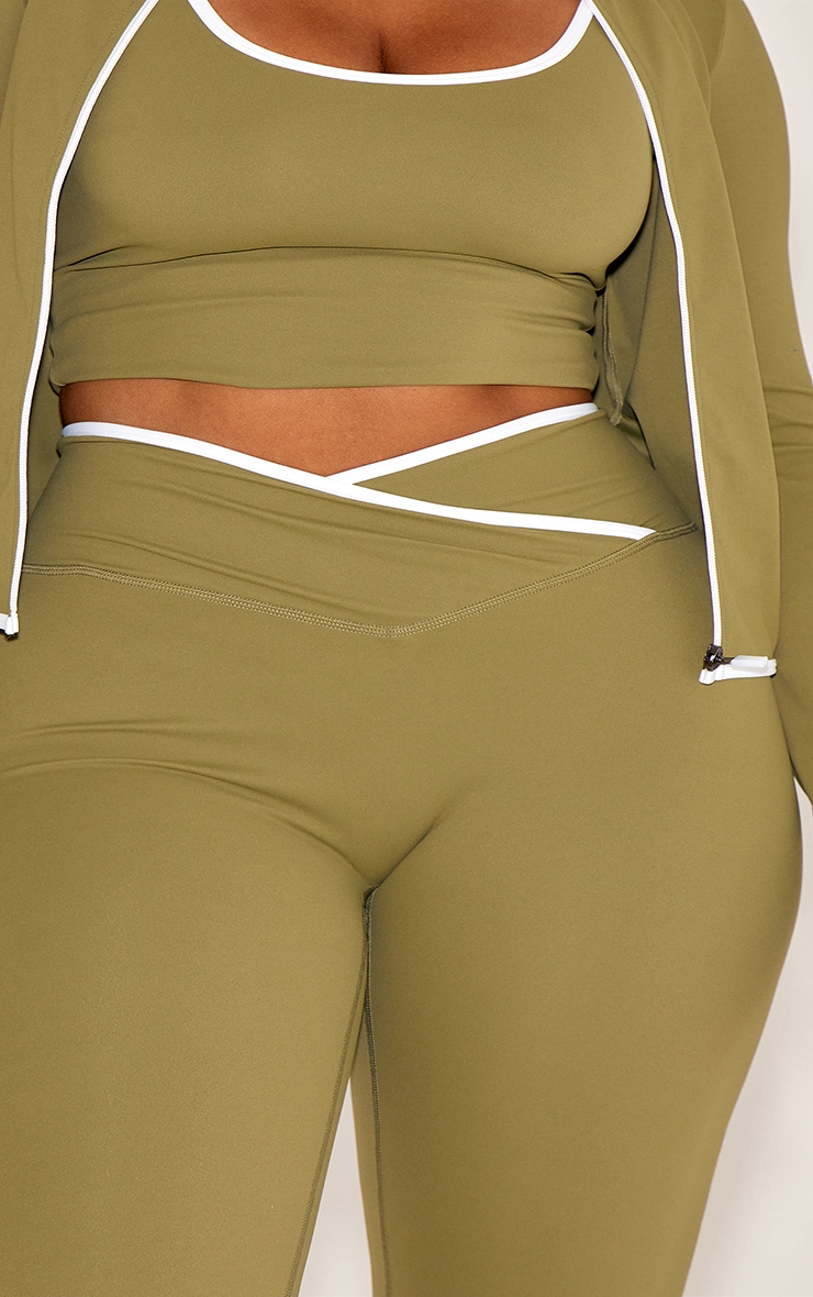 SHAPE OLIVE ACTIVE CONTRAST BINDING WAISTBAND LEGGINGS | Shape | PrettyLittleThing USA