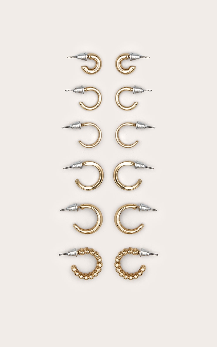 Gold Assorted Mini Huggie Multipack Hoop Earrings | Accessories | PrettyLittleThing USA