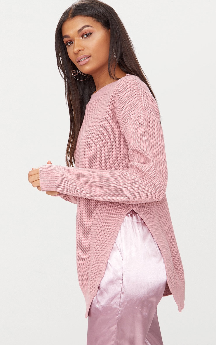 Rexx Mauve Round Neck Side Split Jumper | PrettyLittleThing AUS