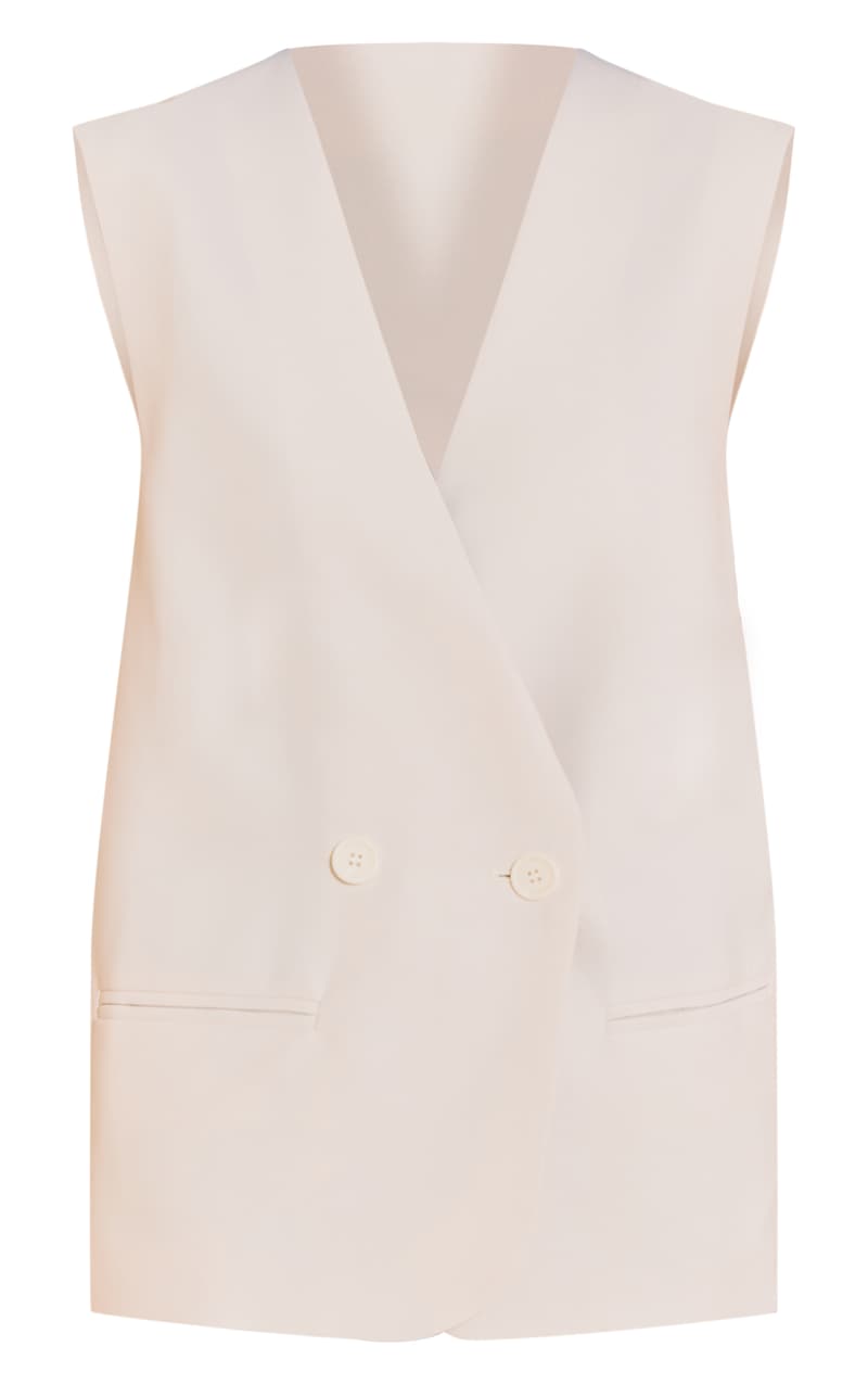Stone Boxy Oversized Waistcoat | Outerwear | PLT