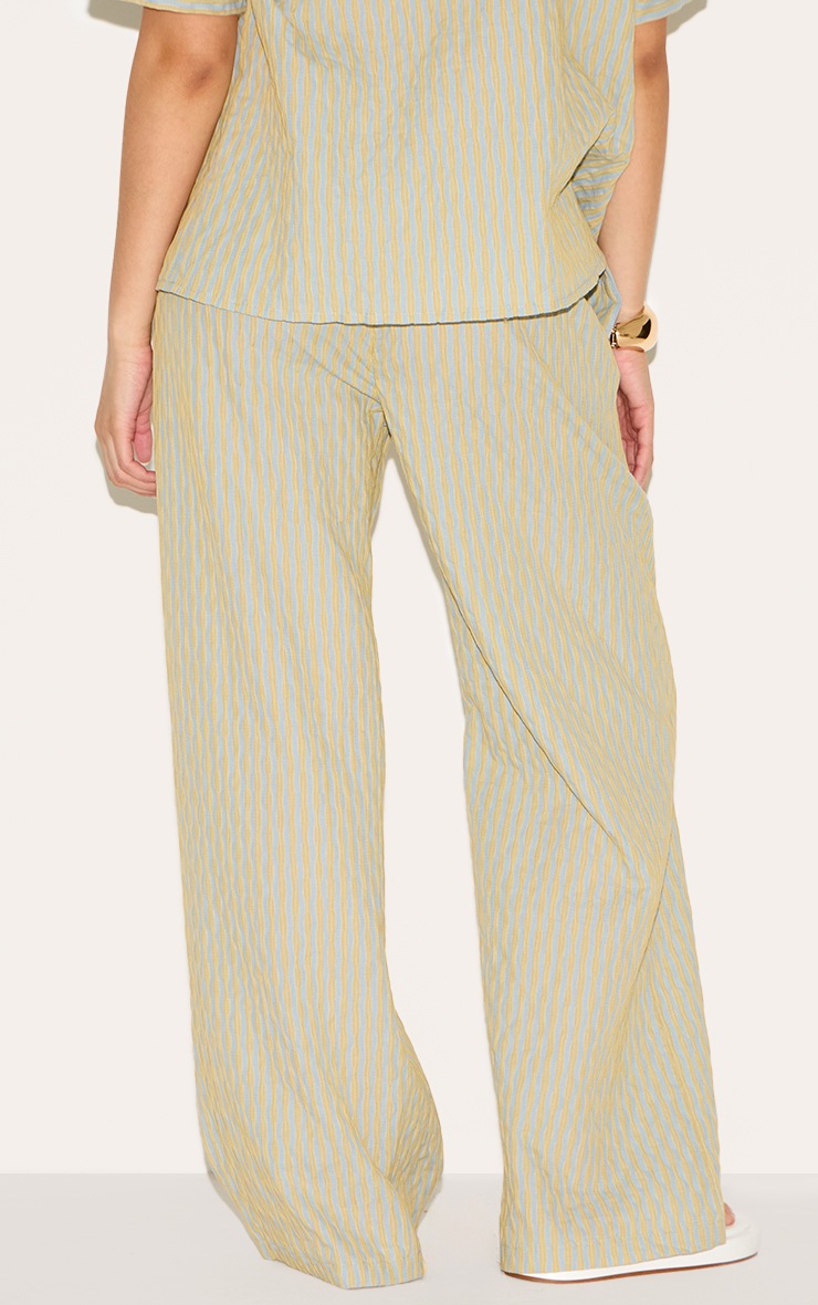 Green Striped Textured Wide Leg Trouser | Co-ords | PLT
