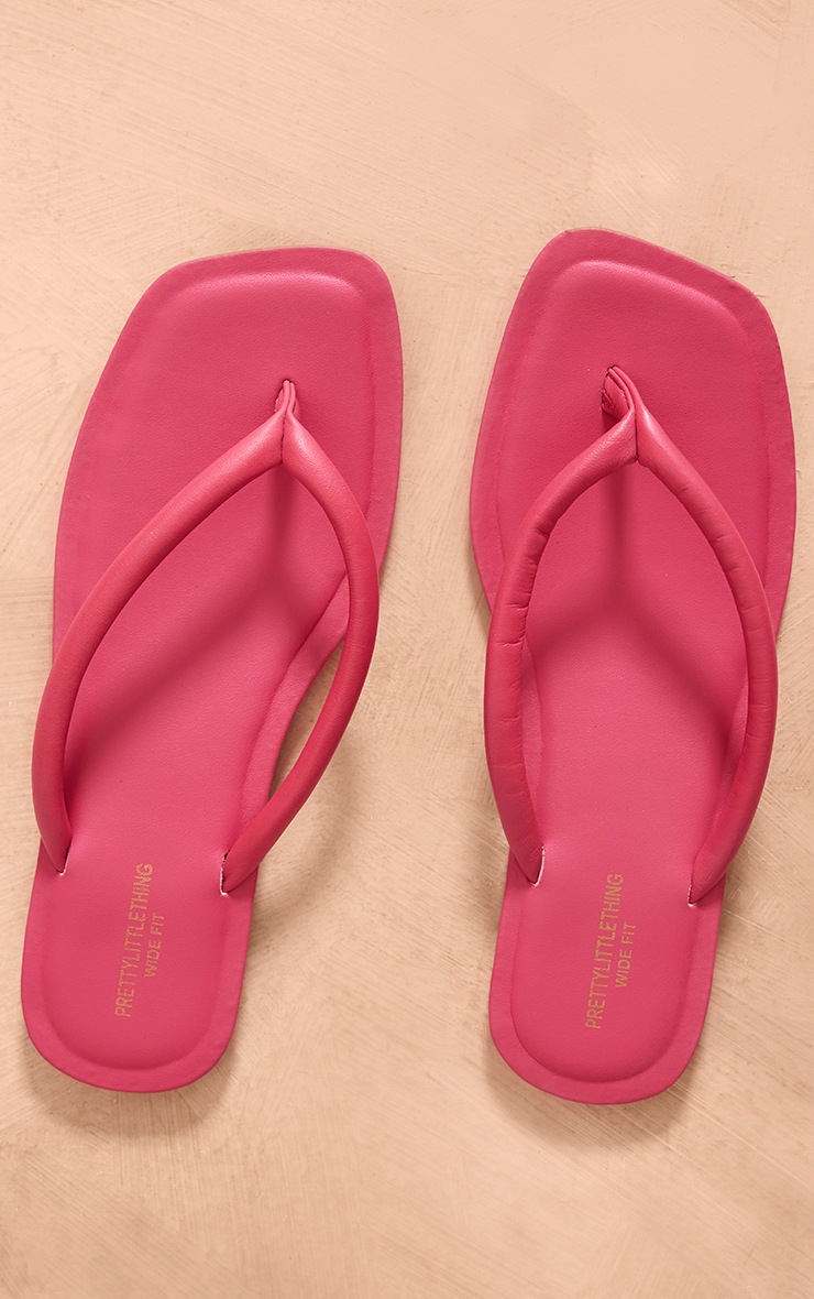 Bright Pink Wide Fit Real Leather Toe Thong Flat Sandals | Footwear ...