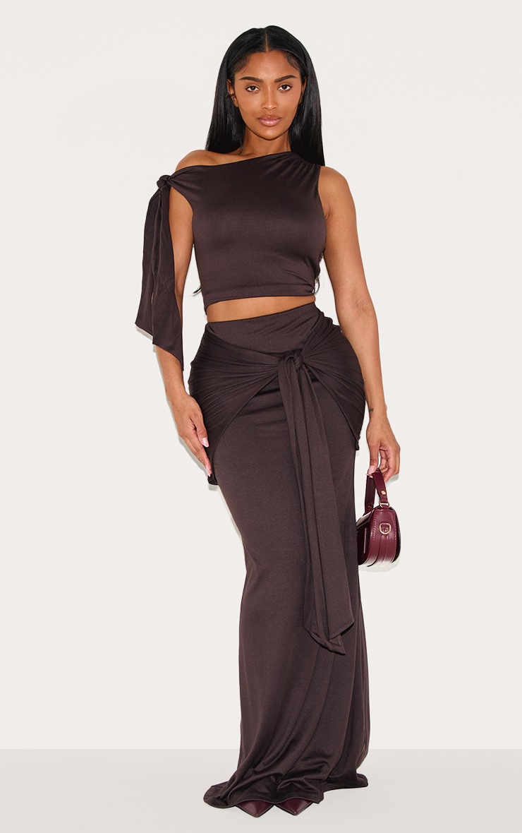 Shape Chocolate Super Off Shoulder Tie Side Top | Shape | PLT