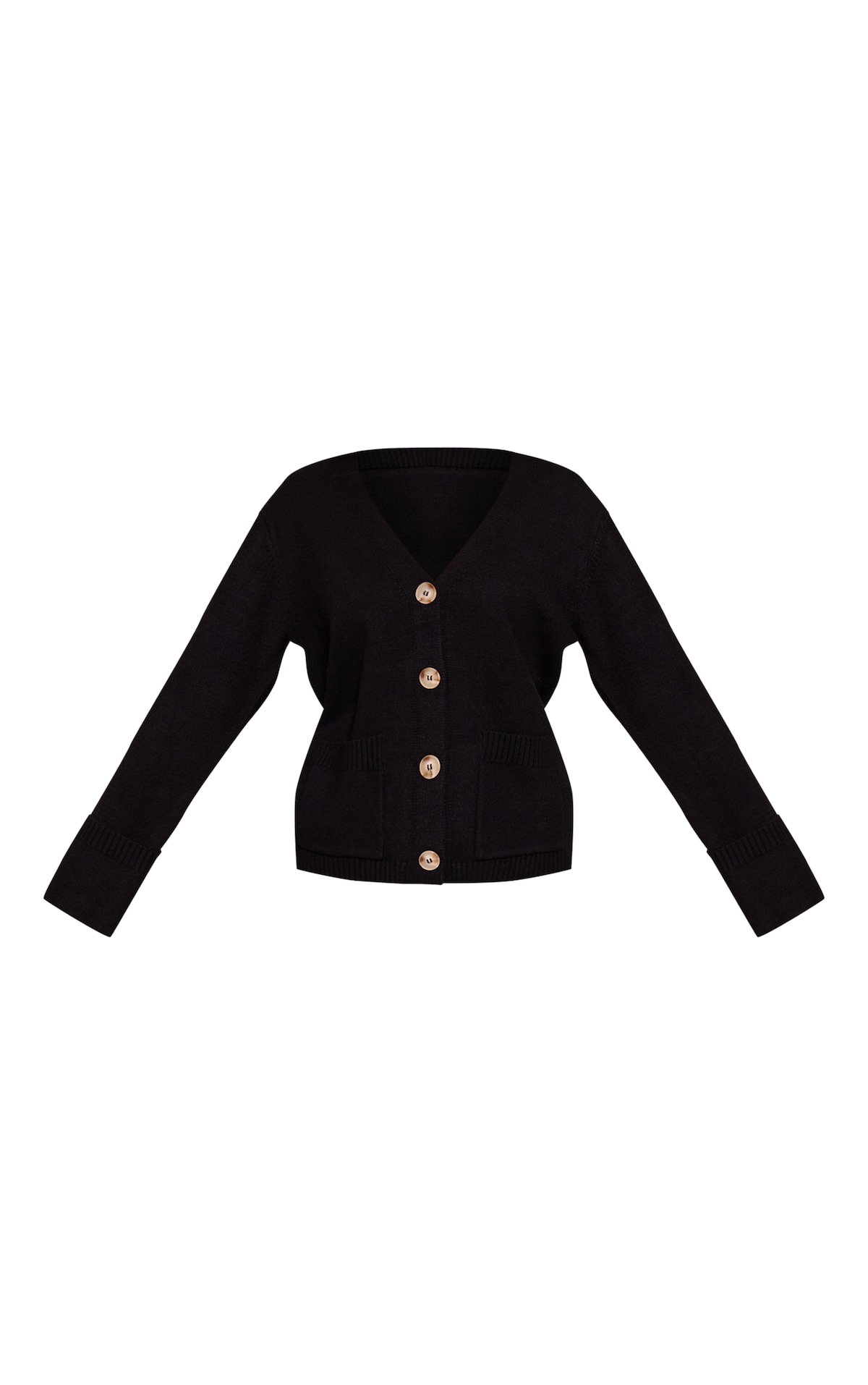 Black Turn Back Cuff Cardigan | Knitwear | PLT