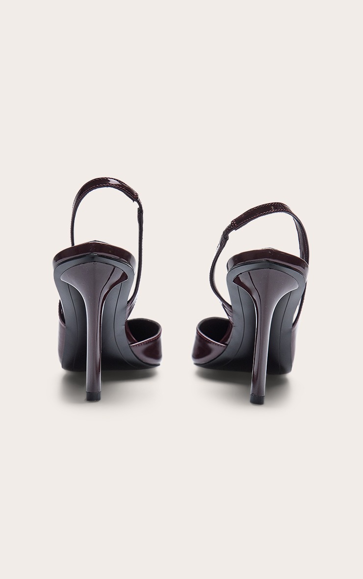 Burgundy Pu Slingback Heeled Court Shoe | Footwear | PLT