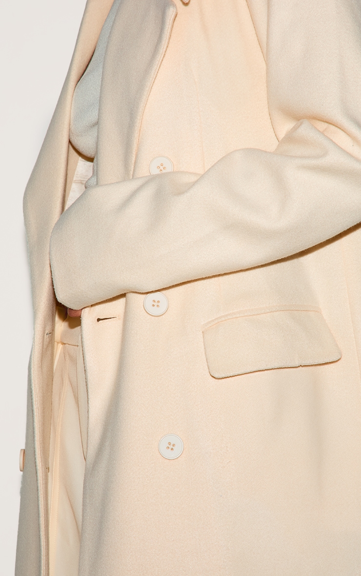 Ecru Wool Look Double Breasted Oversized Maxi Coat | Outerwear | PLT