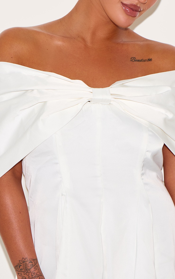 Premium Plus White Satin Extreme Bow Detail Romper | Plus Size ...