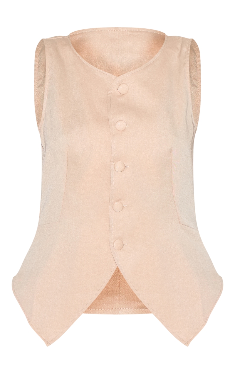 Oatmeal Long Line Vest | Tops | PrettyLittleThing USA