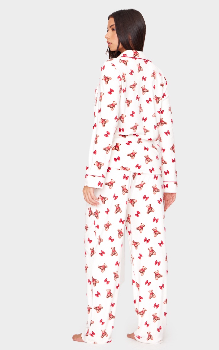 Ensemble De Pyjama Long En Polaire Effet Velours Crème Imprimé Nounours ...