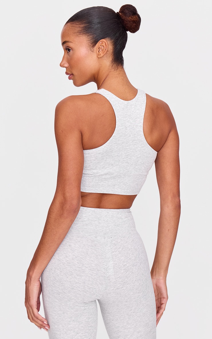 Ash Grey Marl Sculpt Double Layer Padded Bra | Athleisure | PLT