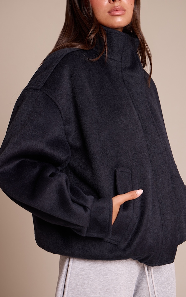 Navy Funnel Neck Bomber Jacket | Outerwear | PrettyLittleThing USA