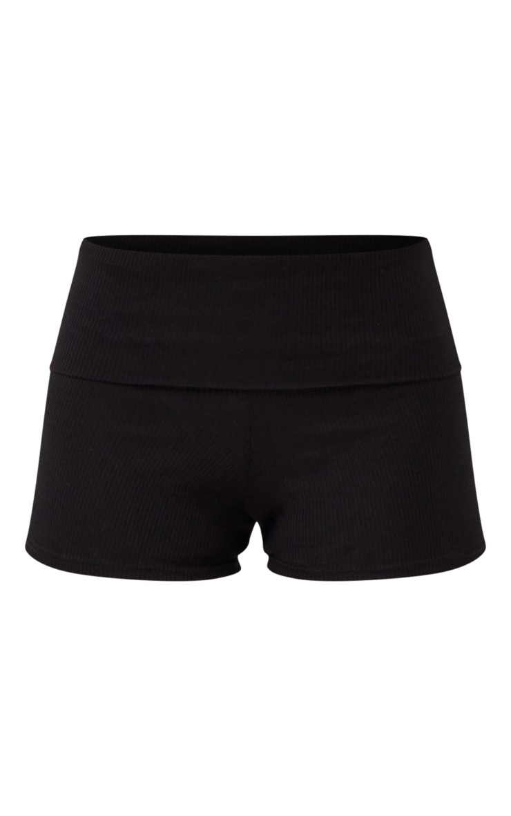 Short Taille Basse Côtelé Doux Noir À Bande Repliée | Ensembles | PLT FR