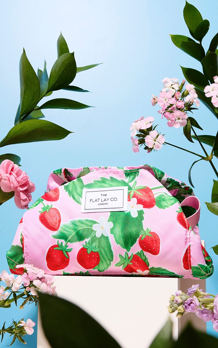 The Flat Lay Co. Drawstring Makeup Bag In Summer Strawberries | Beauty ...