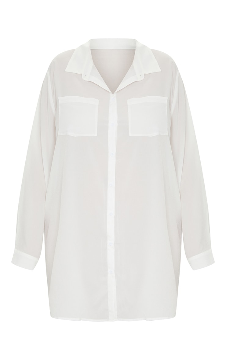 Plus White Plain Shirt Dress | Plus Size | PrettyLittleThing