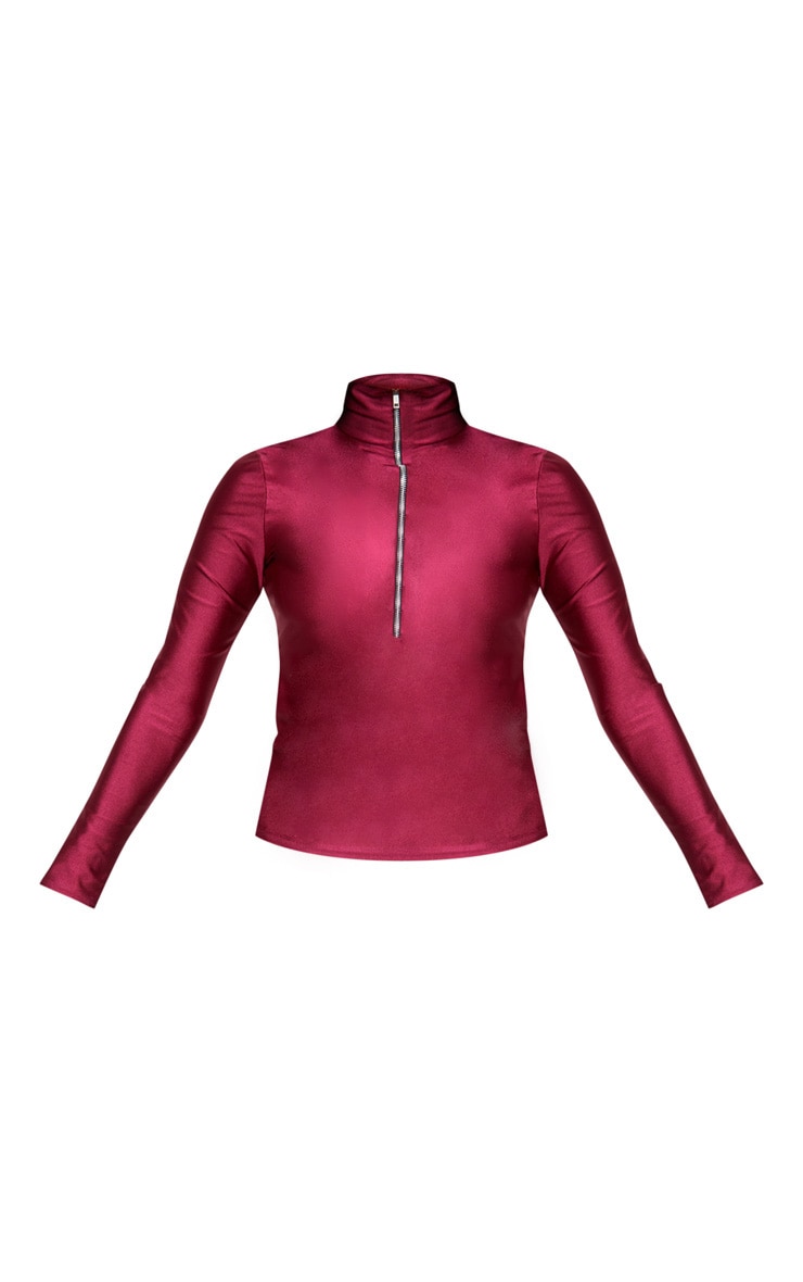 Wine Disco Zip Up Long Sleeve Top | Tops | PrettyLittleThing AUS