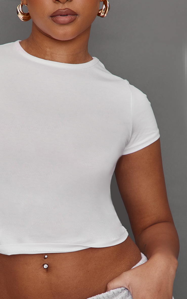 Petite White Basic Cotton Short Sleeve T Shirt | PrettyLittleThing USA