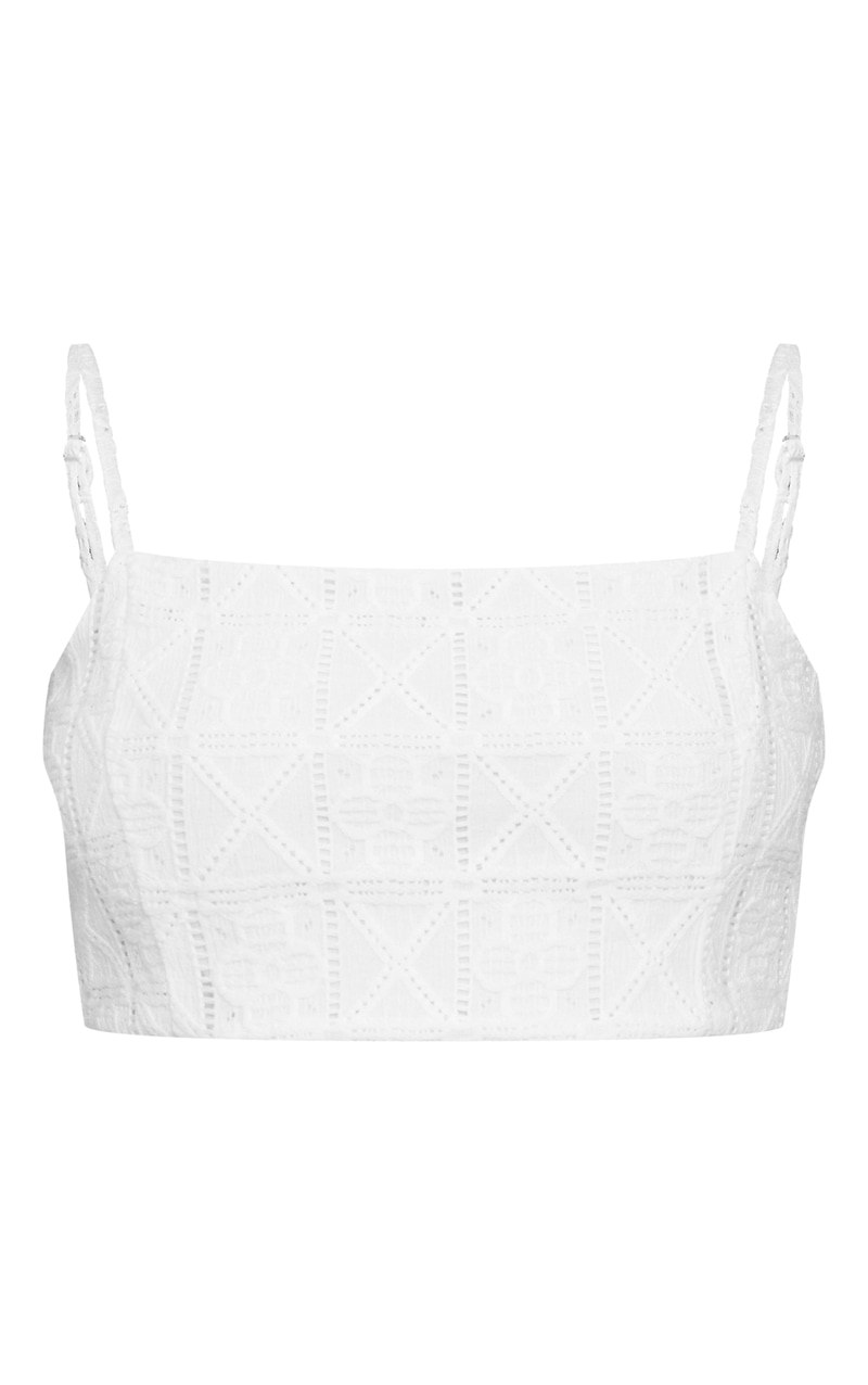 White Crochet Textured Bralet | Tops | PLT