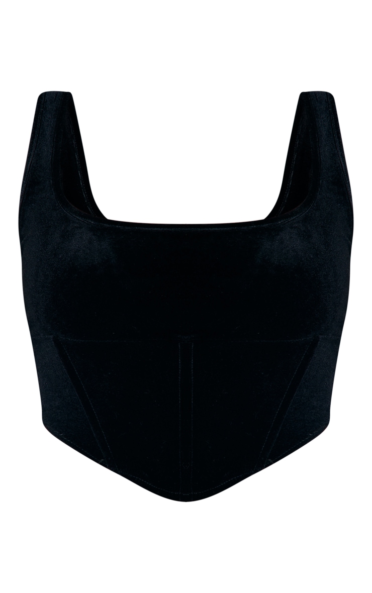 Black Velvet Crop Corset | Tops | PrettyLittleThing AUS
