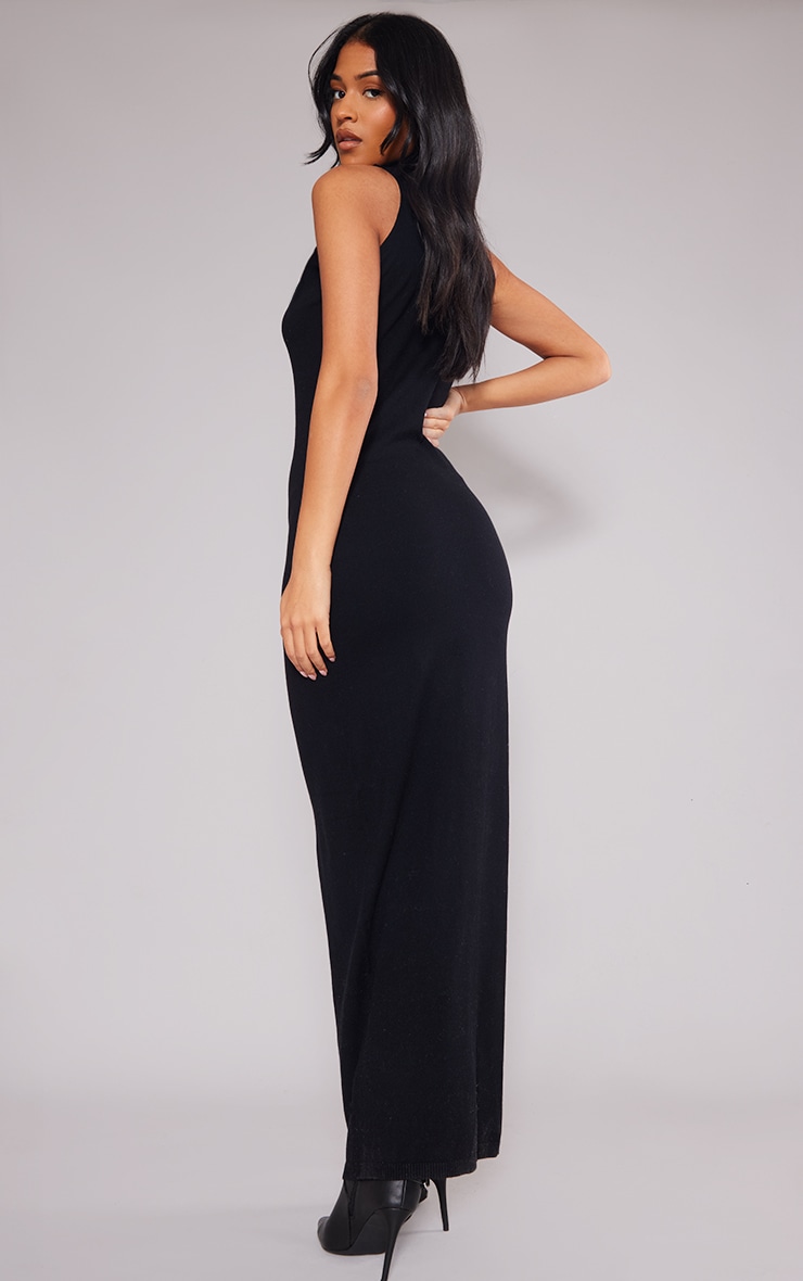 Tall Black Knitted High Neck Maxi Dress | Tall | PrettyLittleThing AUS