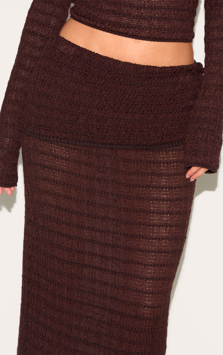 Chocolate Fold Over Textured Knit Skirt | Knitwear | PLT