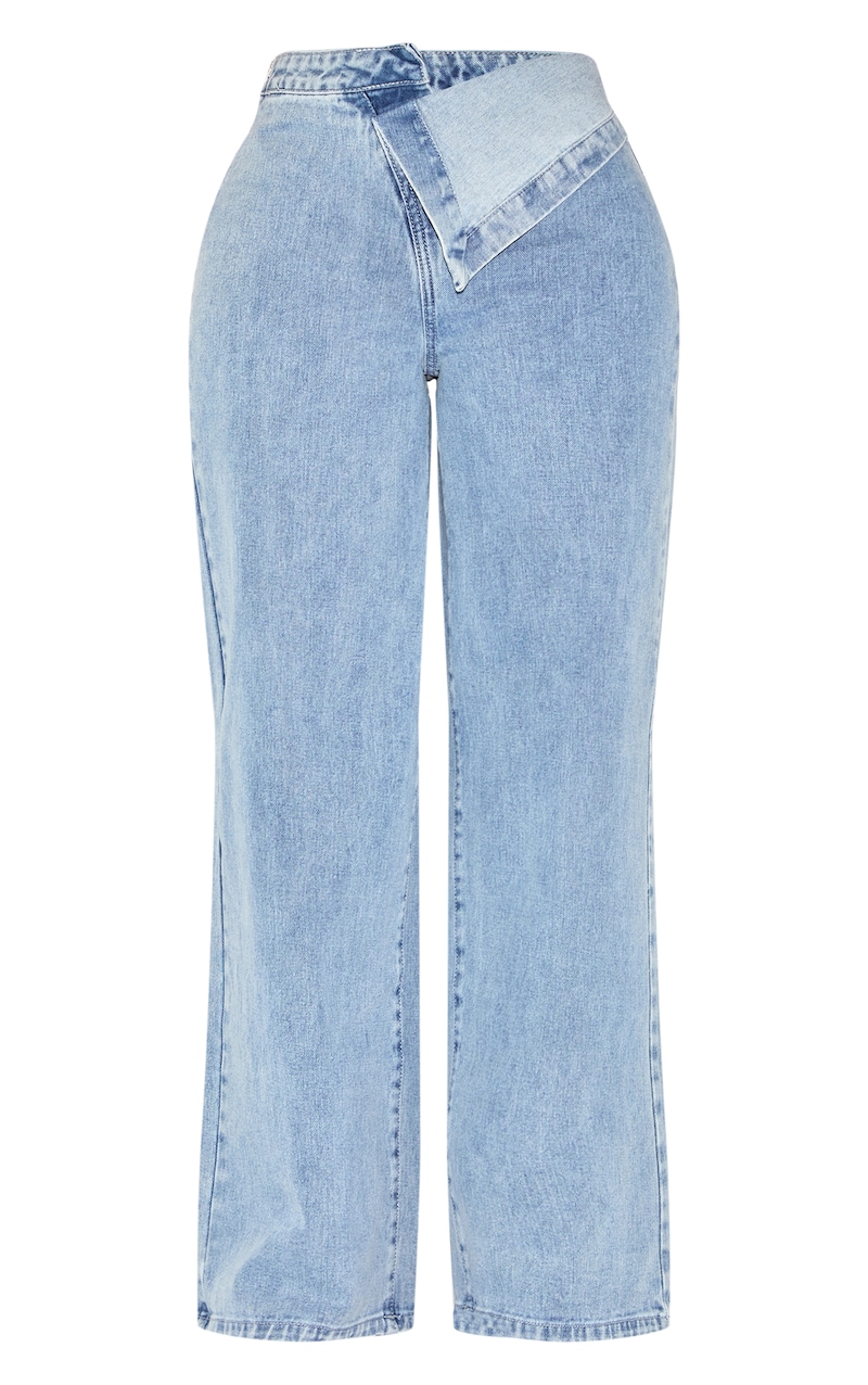 Shape Light Blue Wash Foldover Waist Jeans | Shape | PrettyLittleThing AUS