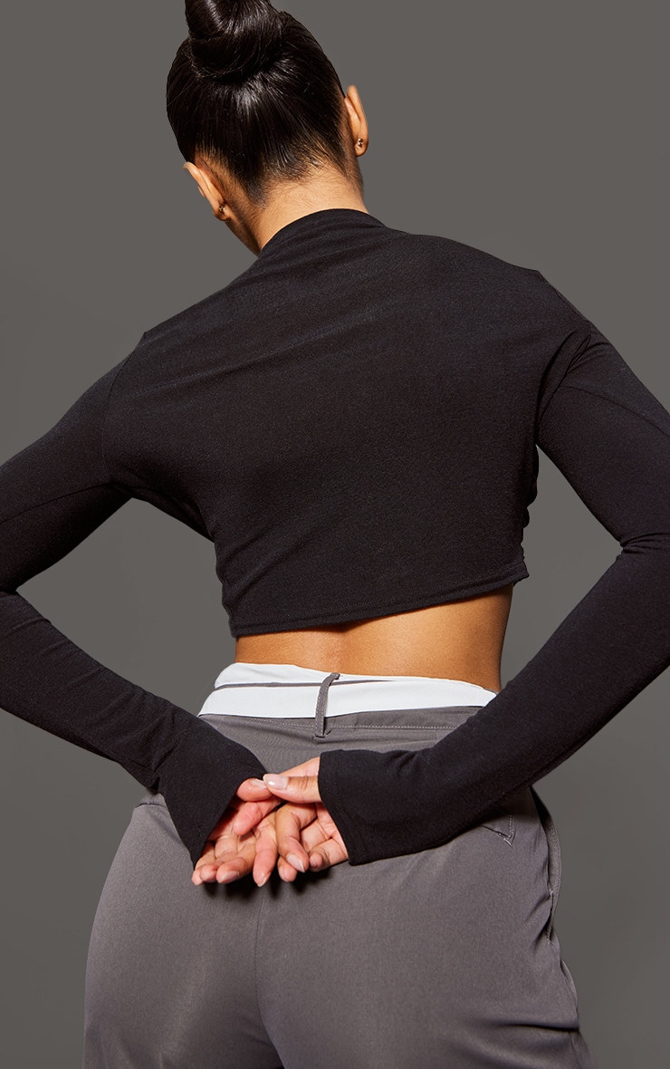 Black Contour Jersey Ruched Side Crop Top | PrettyLittleThing