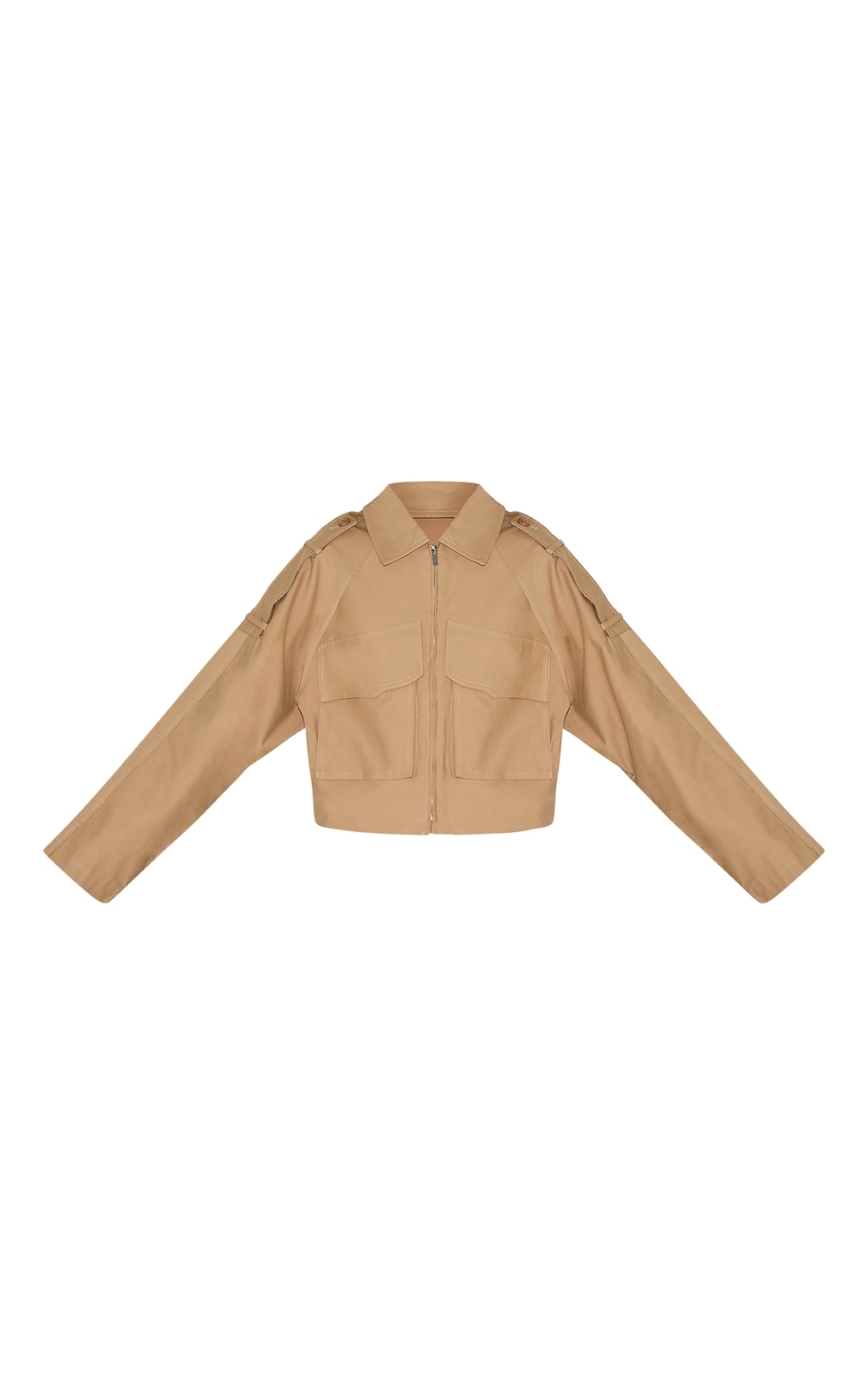 Camel Trench Detail Cropped Zip Up Jacket | Outerwear ...