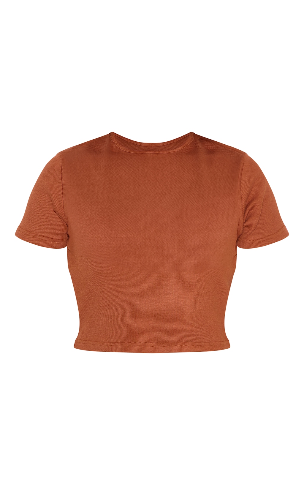 Plus Rust Basic Rib Short Sleeve Crop Top | Plus Size | PLT USA