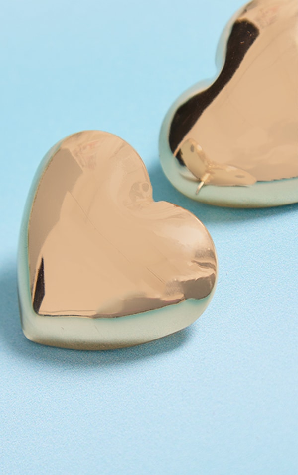 Gold Oversized Heart Lightweight Earring Studs | Accessories | PLT