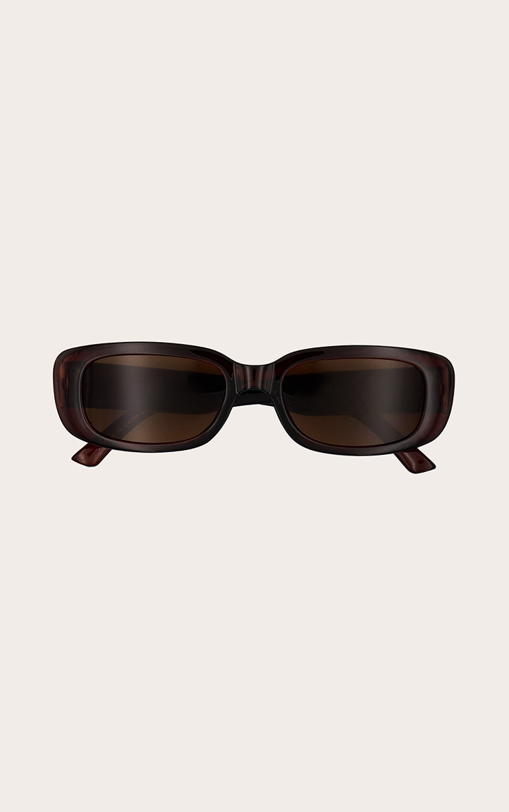 Chocolate Slim Rectangle Sunglasses | Accessories | PLT