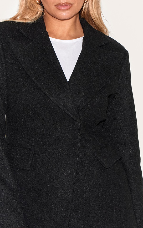 Shape Black Wool Look Cinched Waist Blazer | Shape | PLT
