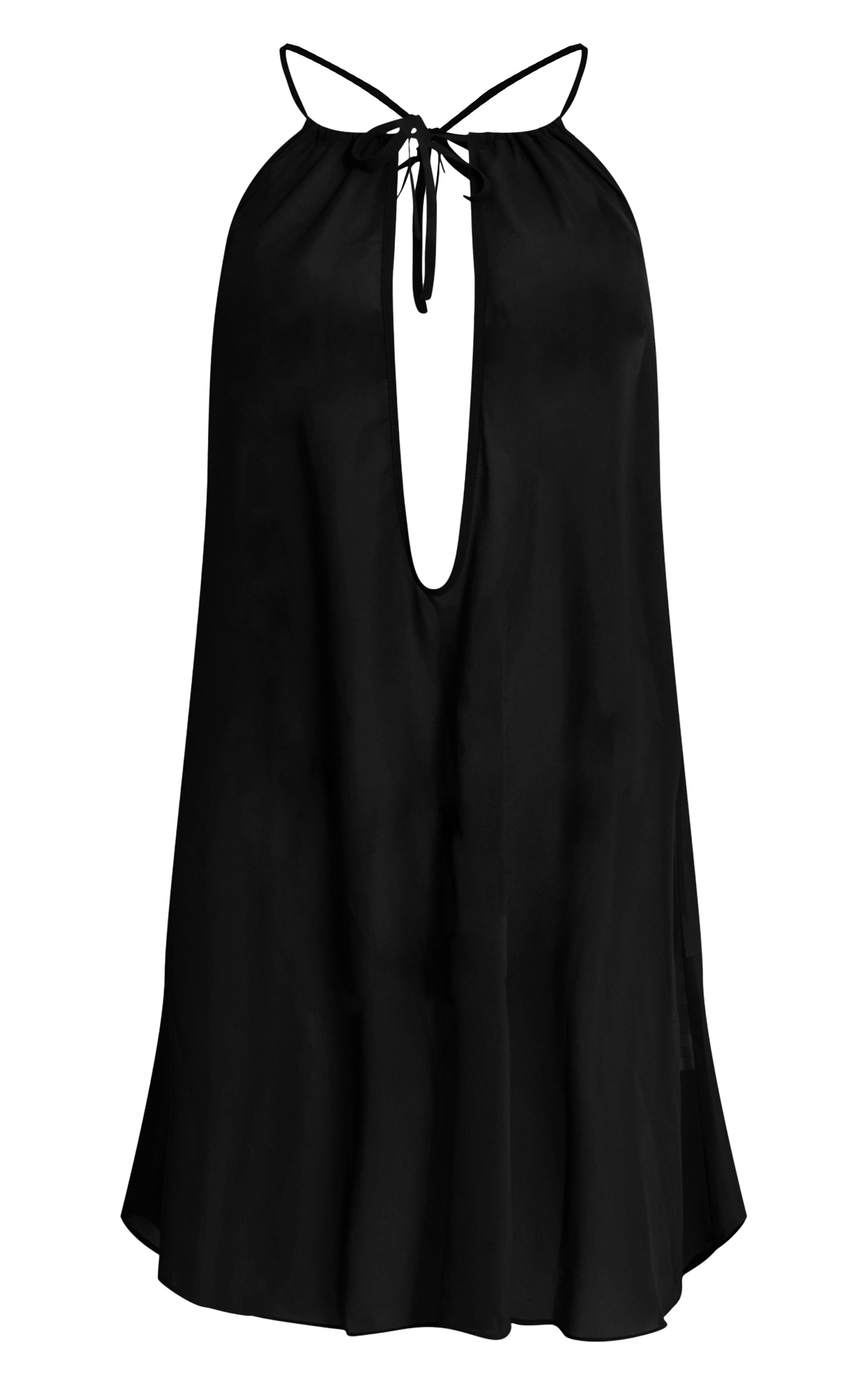 Black Chiffon Plunge Halter Beach Dress | Swimwear | PLT USA