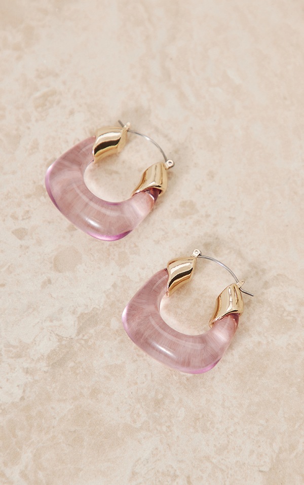 Lilac Squared Acrylic Hoop Earrings | Accessories | PLT