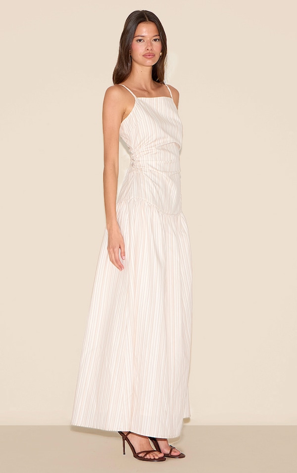 Stone Stripe Ruched Strappy Midaxi Dress | Dresses | PrettyLittleThing AUS