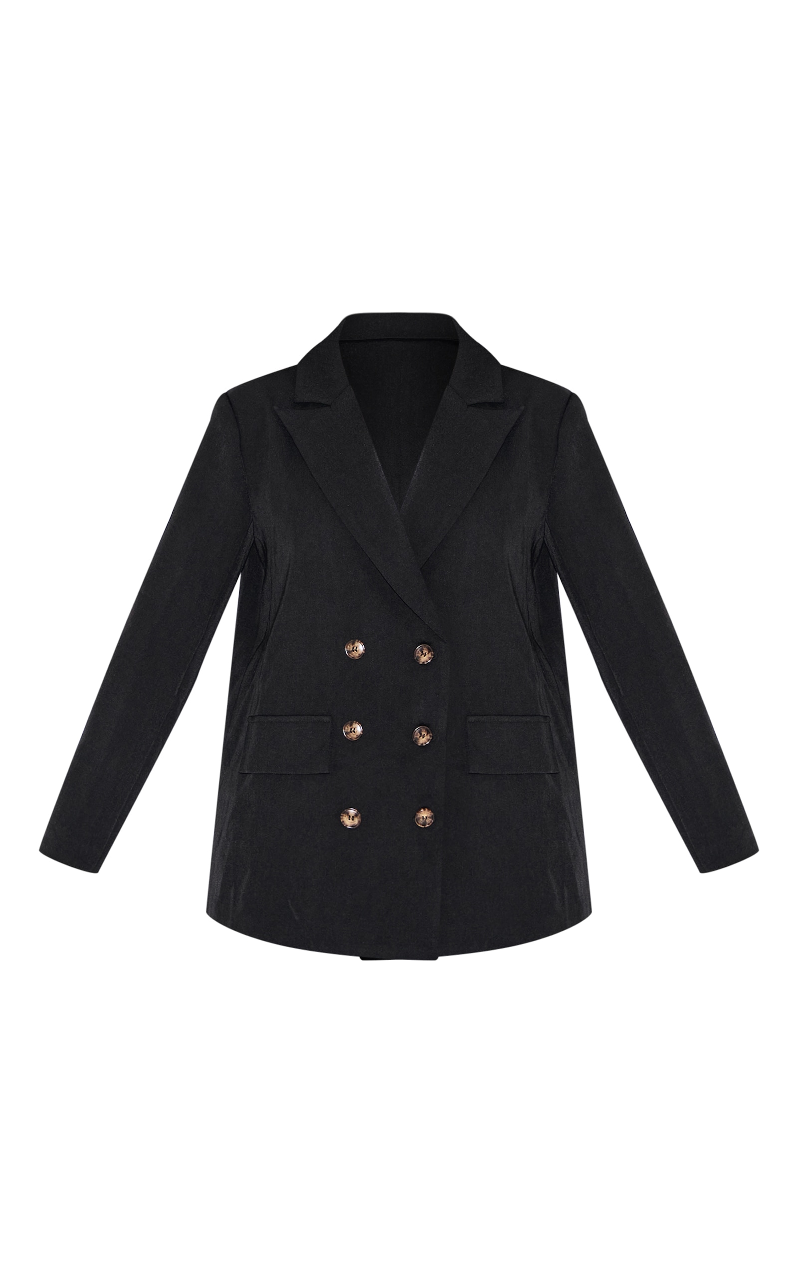 Petite Black Premium Double Breasted Button Blazer | Petite | PLT