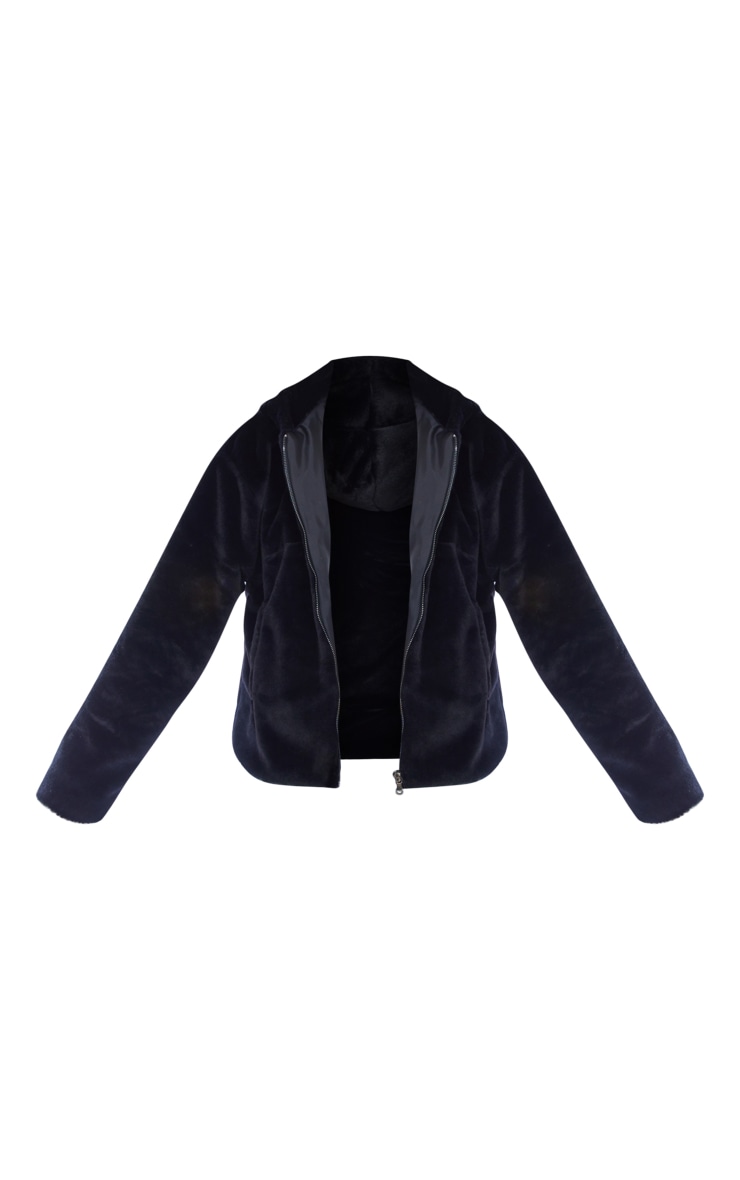 Veste En Fausse Fourrure Noire à Zip Prettylittlething Fr