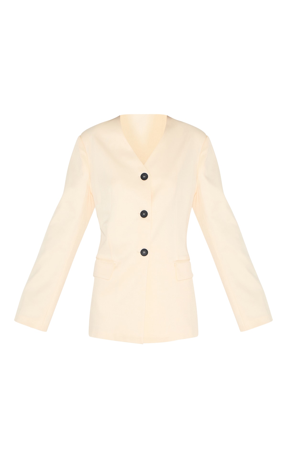 Sand Tailored Collarless Button Up Fitted Blazer | Co-ords ...