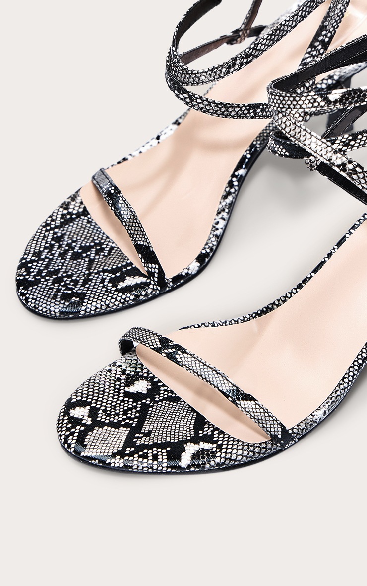 Grey Python Strappy Heeled Sandal | Footwear | PLT