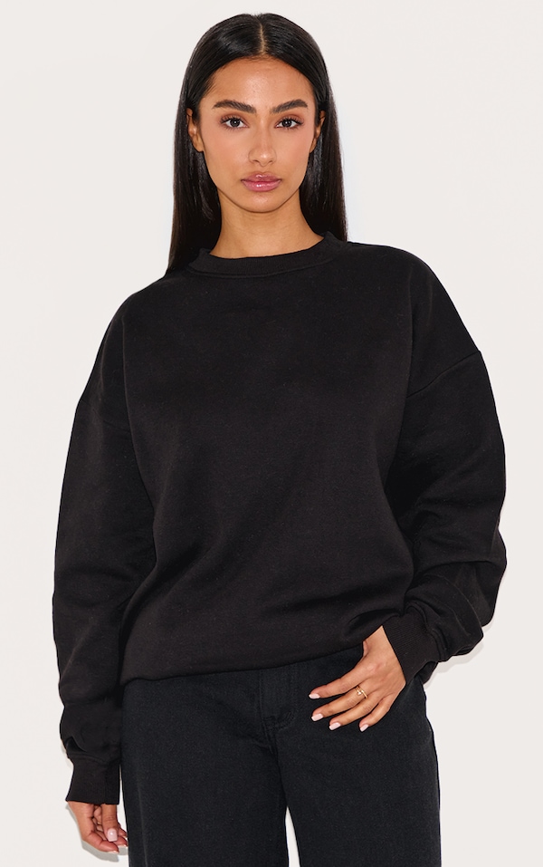 Petite Black Ultimate Basic Oversized Sweatshirt | Petite ...