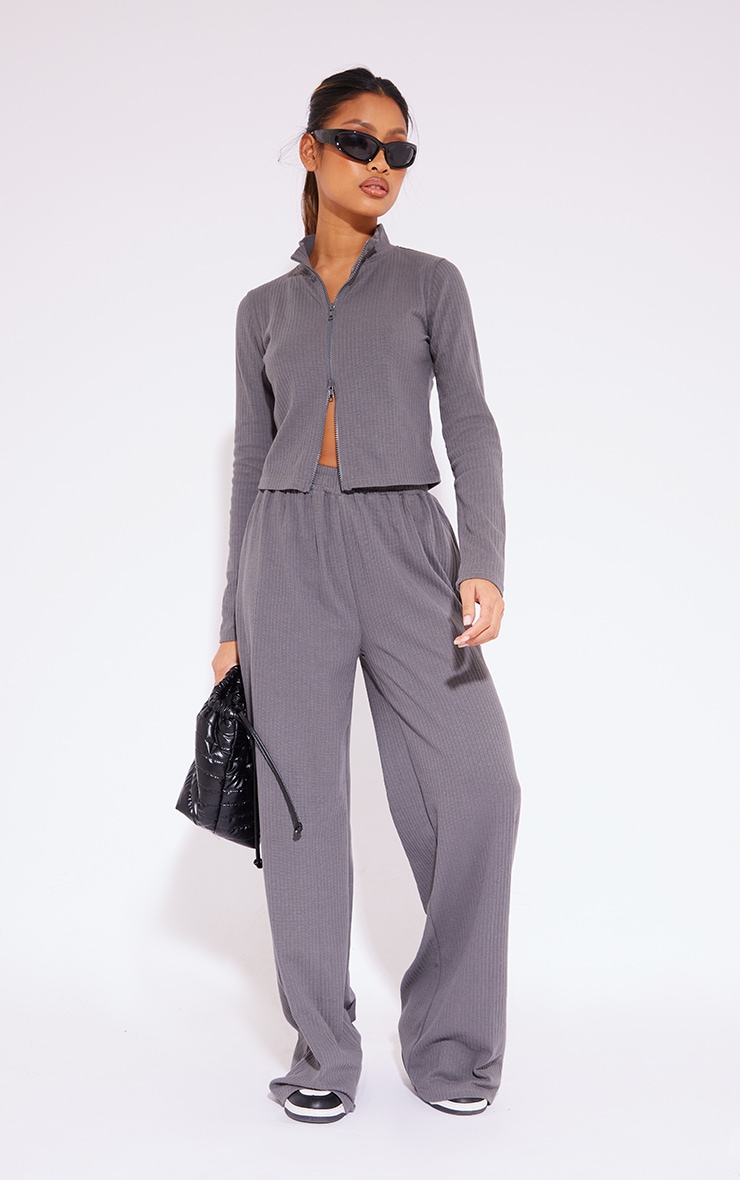 Jogging Large Côtelé Gris Anthracite À Taille Élastifiée | Athleisure ...