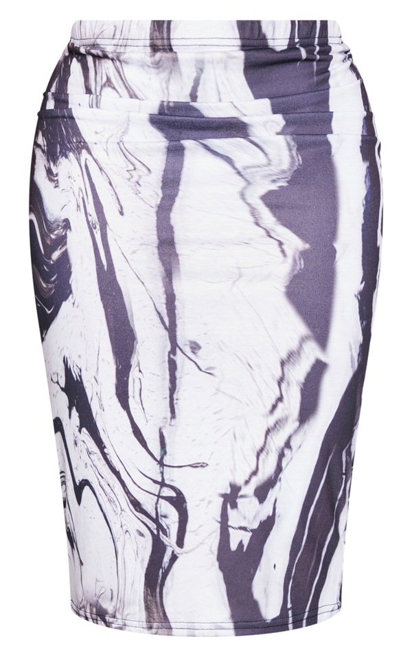 Shape Black Abstract Slinky Low Rise Midi Skirt | Shape | PLT