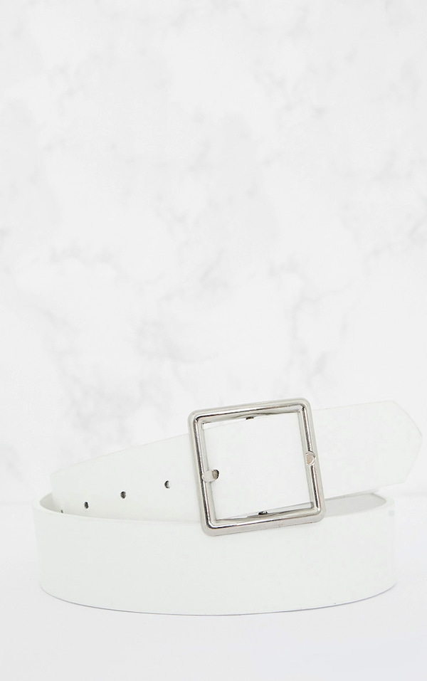 White Basic Square Buckle Belt | Accessories | PrettyLittleThing USA